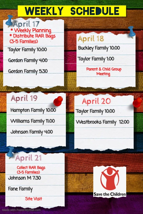 Copy of Weekly Schedule Poster Template (2) | PosterMyWall