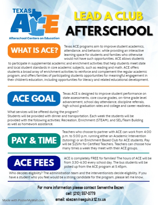 ACE Teacher Elementary | PosterMyWall