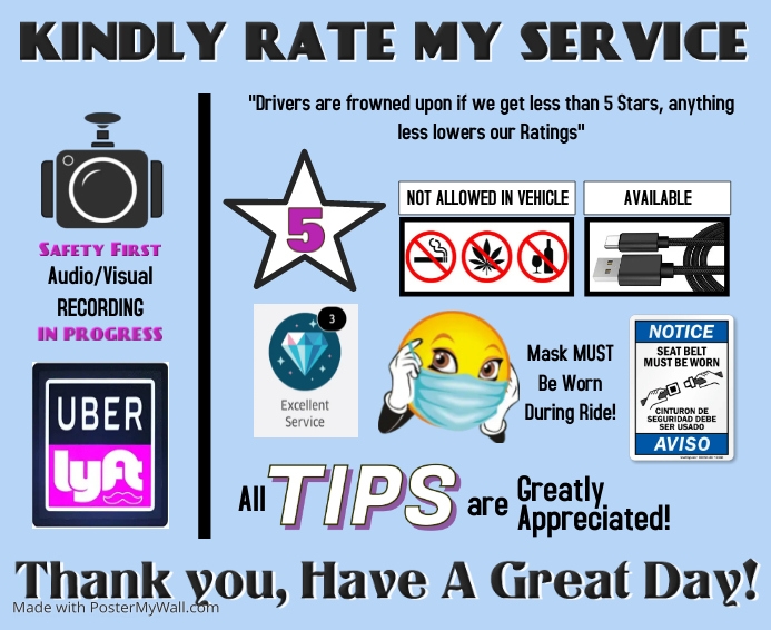 UBER LYFT SIGN light blue BG NEW DESIGN | PosterMyWall