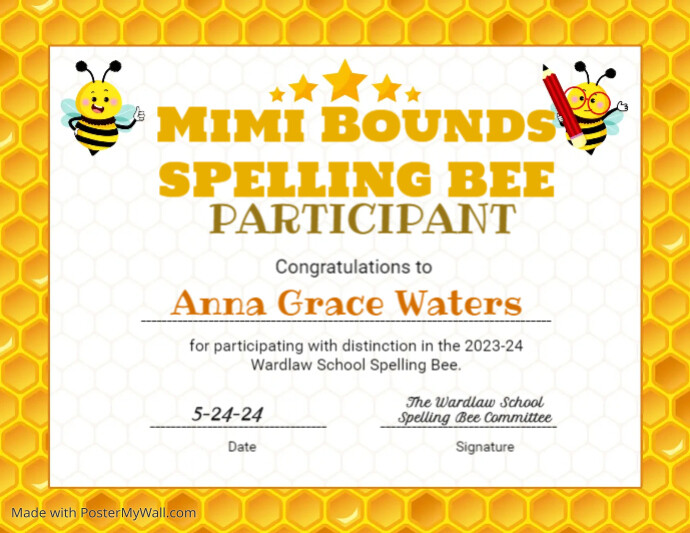 Spelling Bee Contest Diploma | PosterMyWall