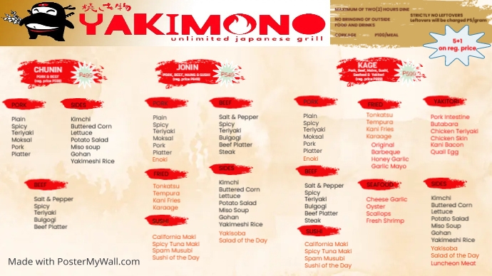 yakimono menu sample 1 | PosterMyWall