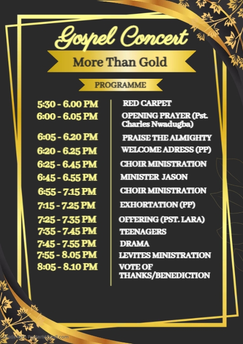 Gold Ornamental Wedding Program template | PosterMyWall