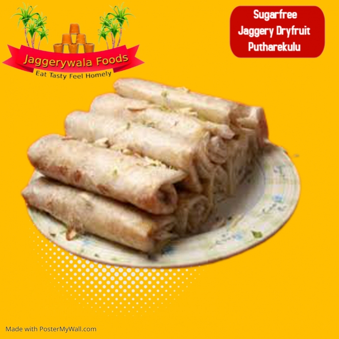 sugarfree Jaggery dry fruit putharekulu | PosterMyWall