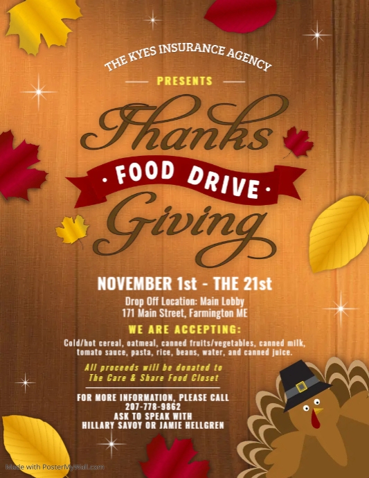 Thanksgiving Fall Food Drive Fundraiser | PosterMyWall