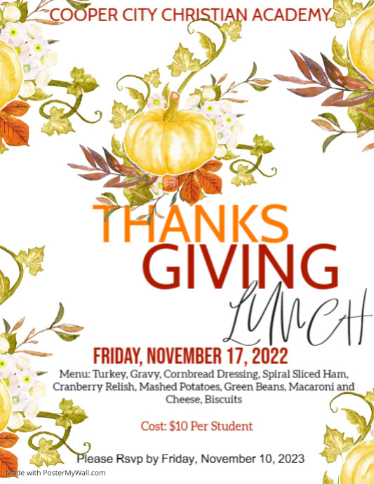 THANKSGIVING DINNER FAMILY EVENT TEMPLATE | PosterMyWall