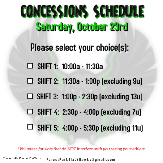 Copy of Concessions Schedule | PosterMyWall