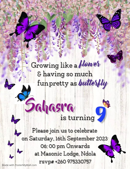 Copy of Butterfly Birthday Invitation | PosterMyWall