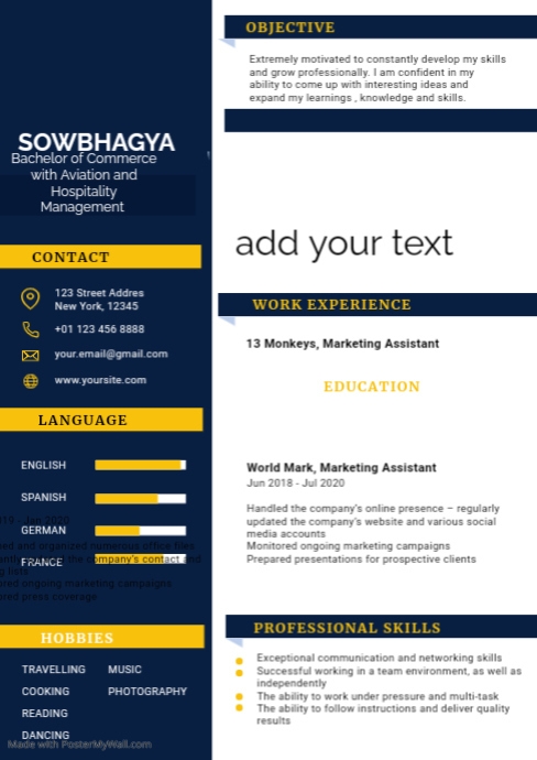 SIMPLE MODERN RESUME TEMPLATE DESIGN | PosterMyWall