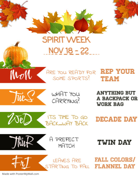 Thanksgiving spirit week flyer | PosterMyWall