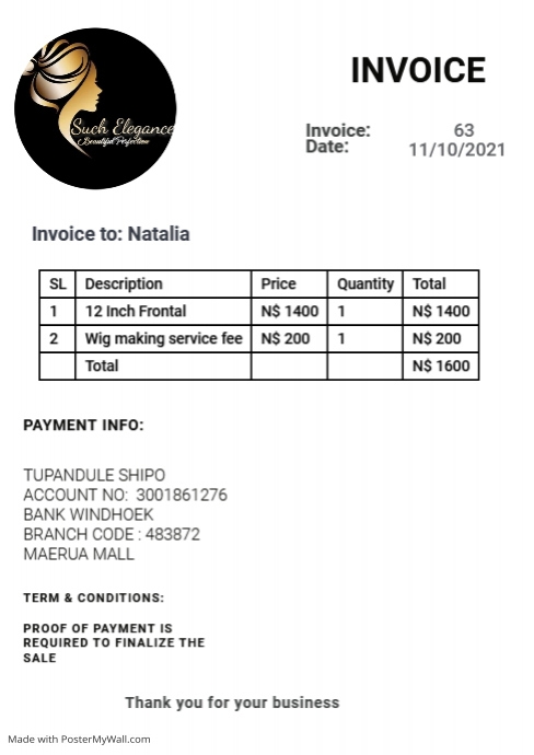 Copy of Black and White Sales Invoice | PosterMyWall