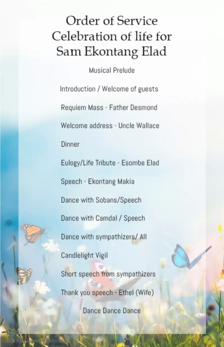 Butterfly Order of Service template | PosterMyWall