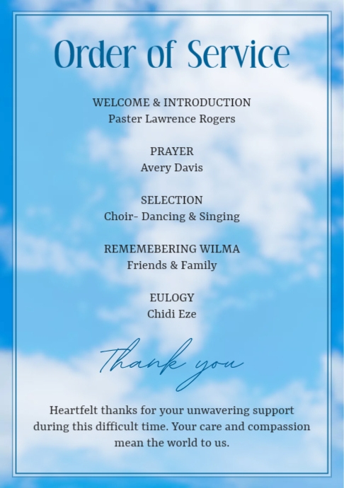 Order of Service Template | PosterMyWall
