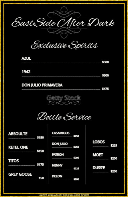 BOTTLE MENU | PosterMyWall