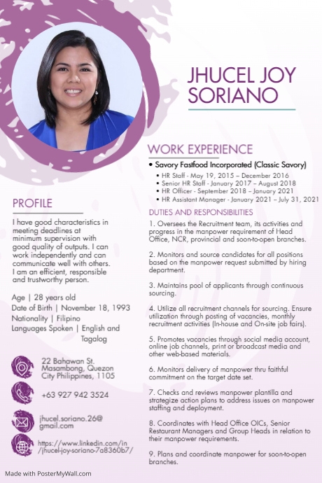 Copy of Copy of Copy of Purple Sphere Resume Template | PosterMyWall