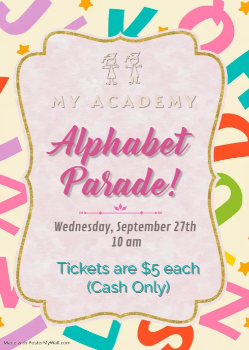 Alphabet girl birthday invitation, Abc invite | PosterMyWall