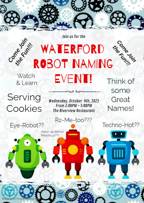 Cute robot party invitation | PosterMyWall