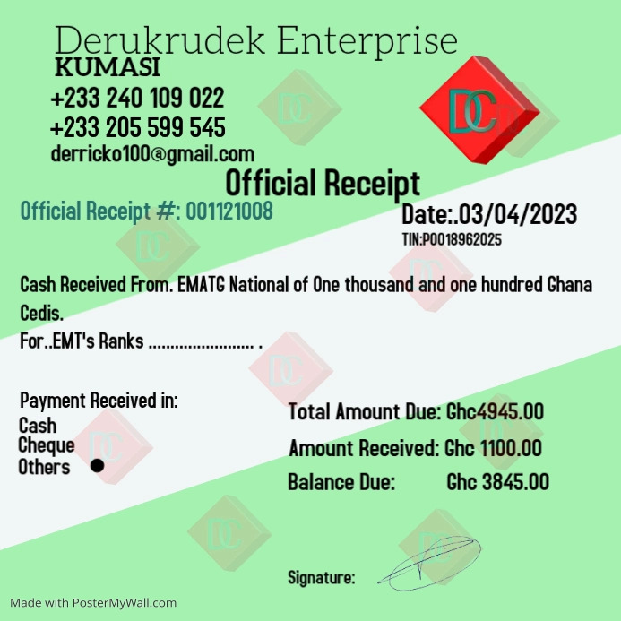 Copy of EMTAG Receipt for April 2023 | PosterMyWall