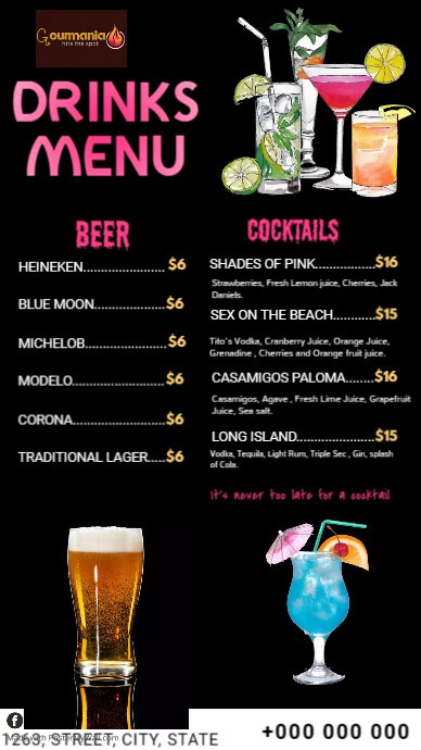 Drinks Menu | PosterMyWall
