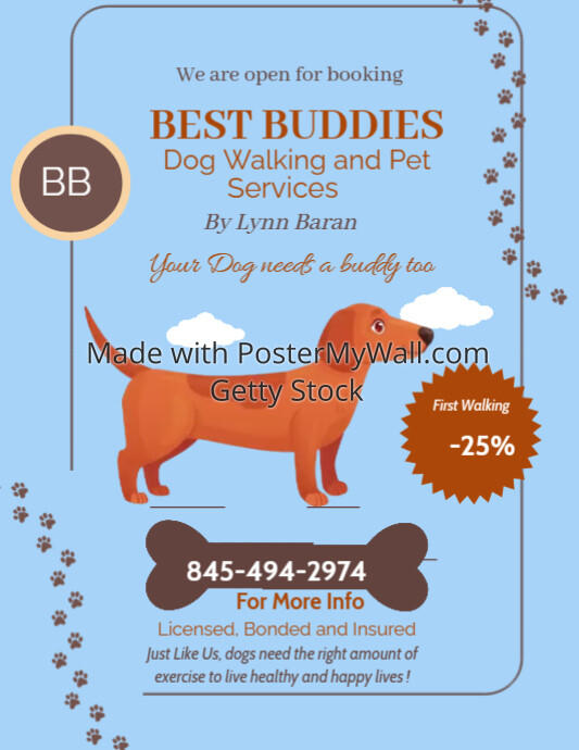 dog walking services flyer template design | PosterMyWall