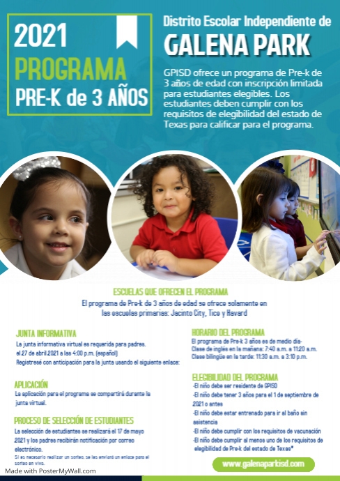 Spanish PK3 2021 Registration | PosterMyWall