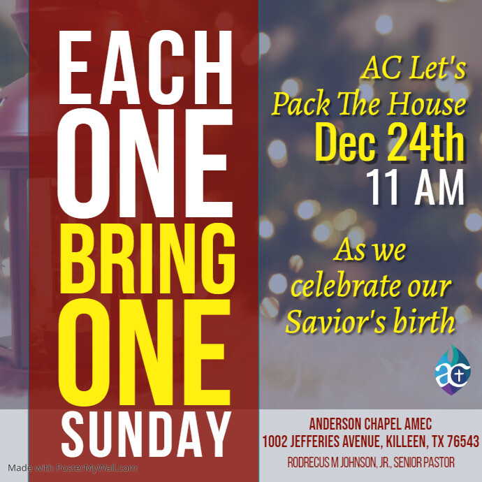 Each One Bring One Sunday 12.2023 | PosterMyWall