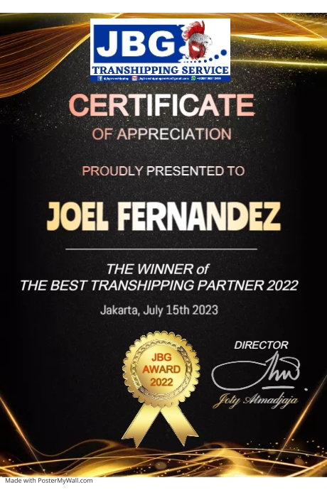 SERTIFIKAT TRANSHIPPER TERBAIK (6) | PosterMyWall