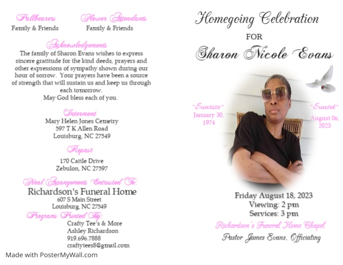 Copy of Funeral Program | PosterMyWall