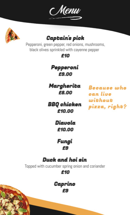 Pizza Menu Design | PosterMyWall