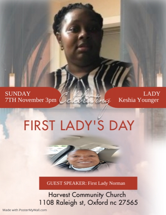 Copy of Quirky Brown First Lady Day Church Flyer Temp | PosterMyWall