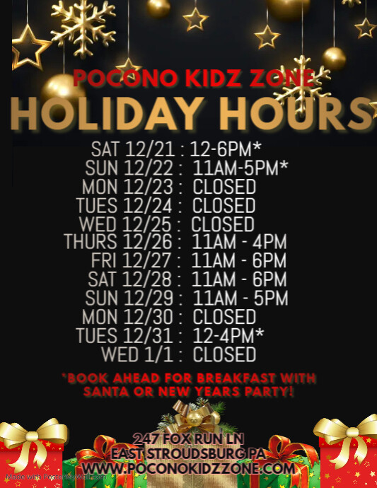 Holiday hours | PosterMyWall