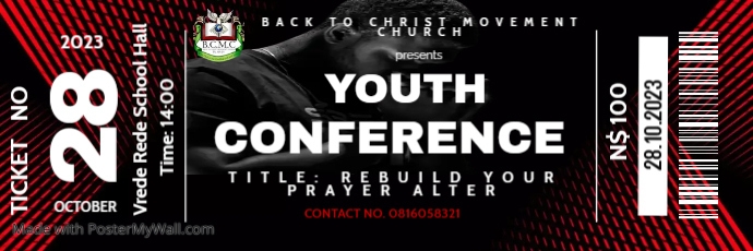 black and red colors ticket template design (1) | PosterMyWall