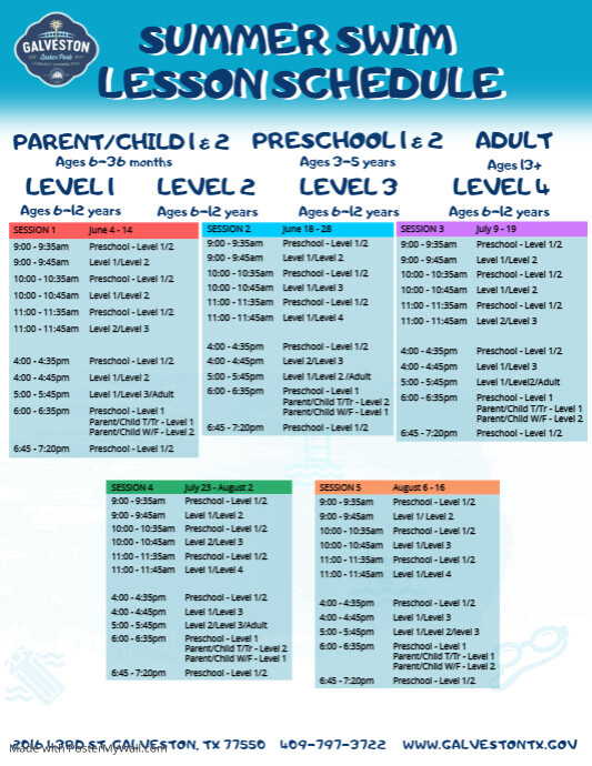 Summer Swimming Lessons 2024 backpage | PosterMyWall