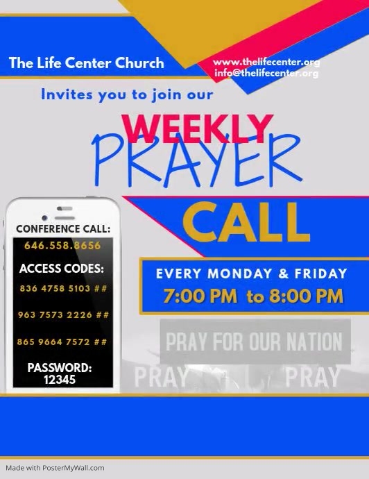 Copy of Weekly Prayer Call flyer | PosterMyWall