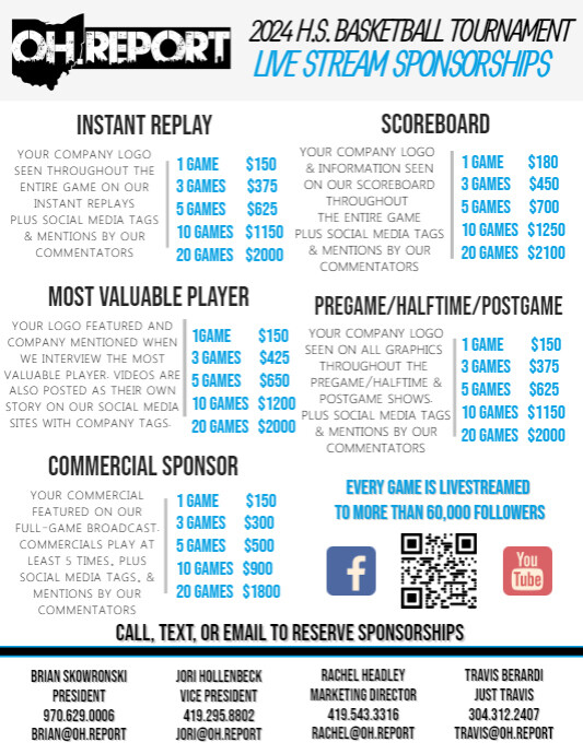 OH.Report 2023 Fall Sports Sponsorships | PosterMyWall