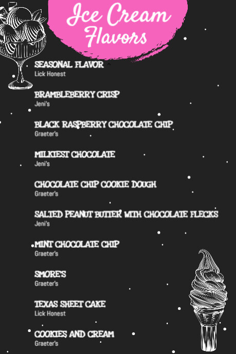 Ice Cream Menu | PosterMyWall