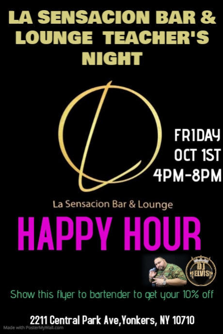 Copy of happy hou bar drinks flyer template | PosterMyWall