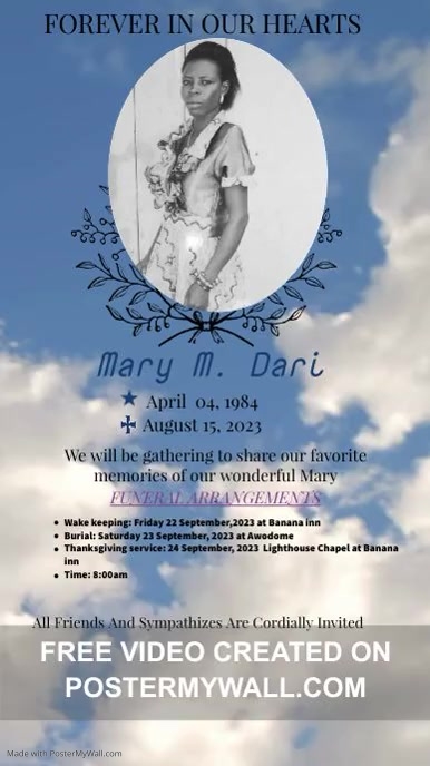 Blue Funeral Celebration of Life Display Post | PosterMyWall