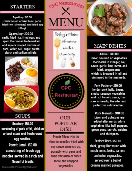 Copy of Copy of Copy of Menu | PosterMyWall