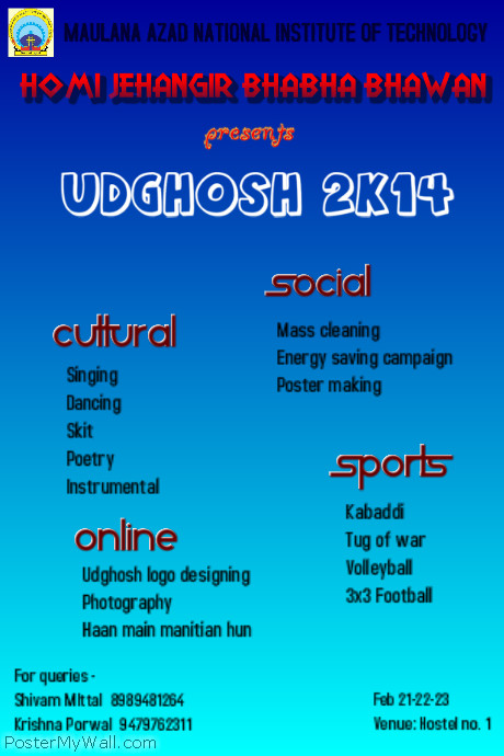 Udghosh 2k14!!! | PosterMyWall