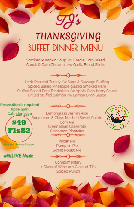 Thanks giving menu | PosterMyWall