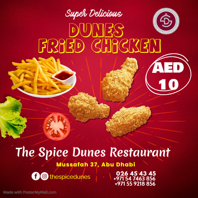 Fried Chicken Restaurant Poster Template | PosterMyWall