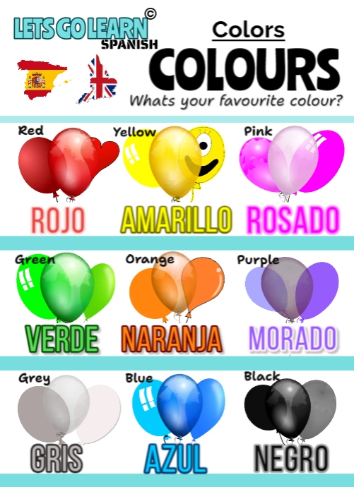 Copy of LEARN SPANISH COLOURS EDUCATION POSTER (4) | PosterMyWall