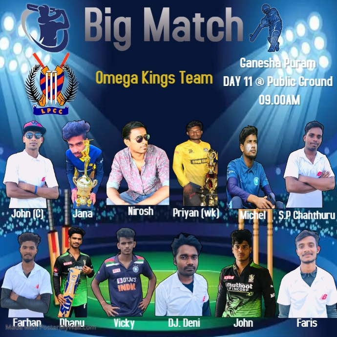 Cricket Game Day Team Sheet | PosterMyWall