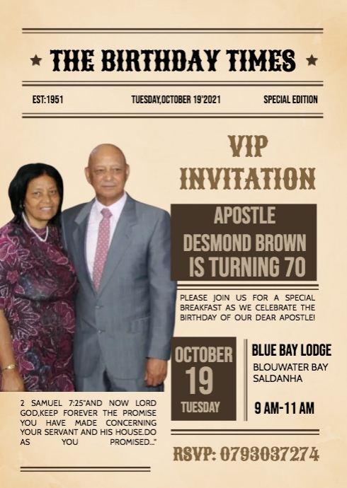 Copy of Vintage newspaper birthday theme invitation | PosterMyWall
