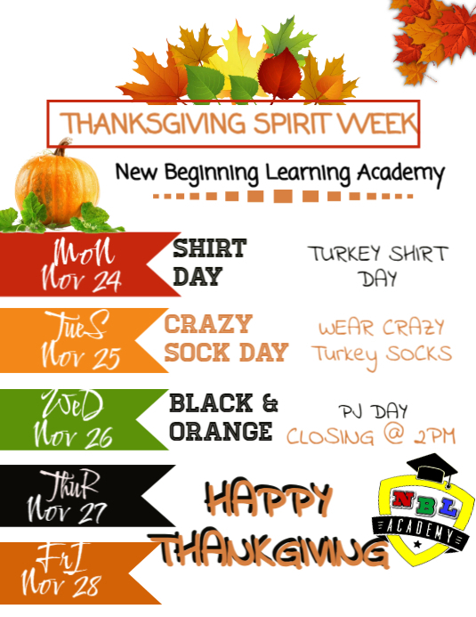 Thanksgiving spirit week flyer | PosterMyWall