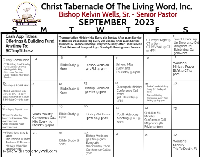 Copy of CT September Calendar | PosterMyWall