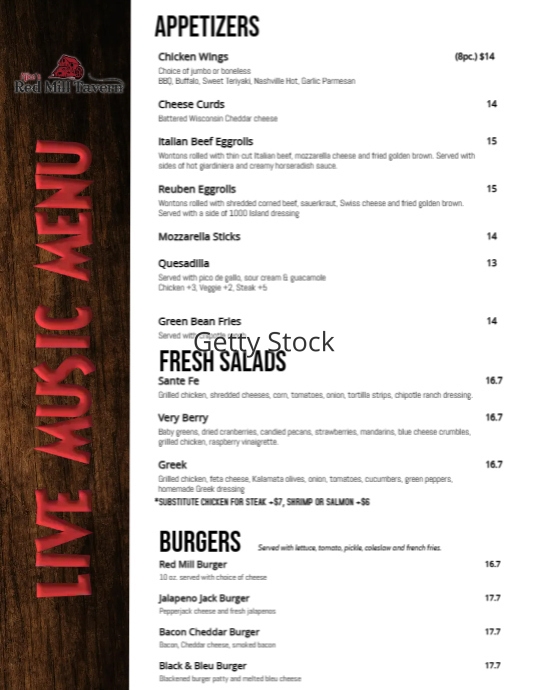 LIVE MUSIC MENU/FRONT | PosterMyWall