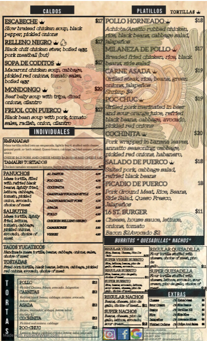 COCINA MAYAH MENU1 | PosterMyWall