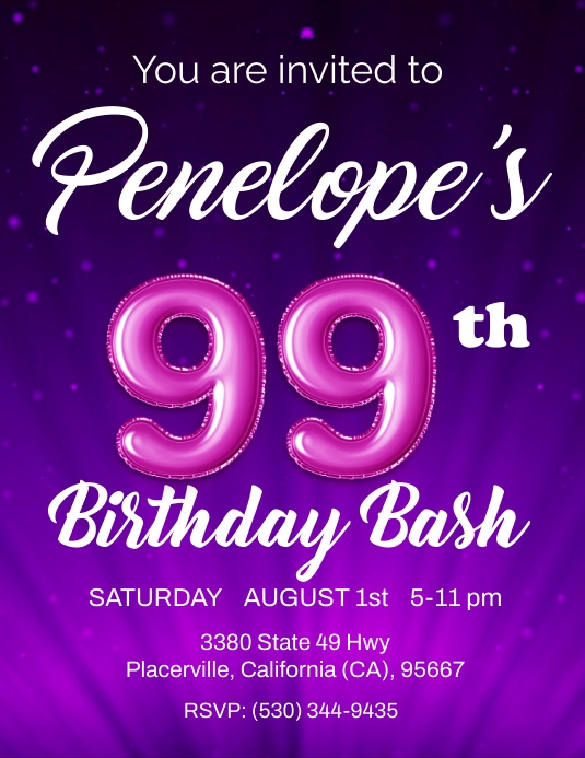 99th birthday Template | PosterMyWall