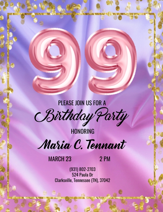 99TH BIRTHDAY Template | PosterMyWall